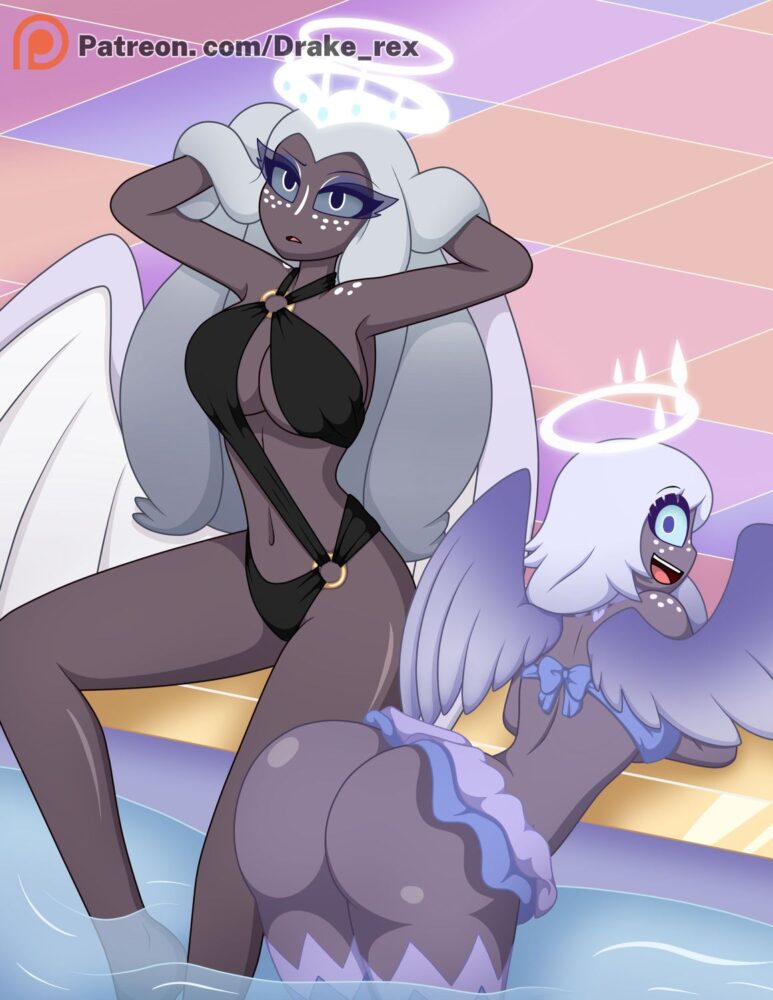 Emily Hazbin Hotel And Sera Hazbin Hotel Tits Swimsuit
